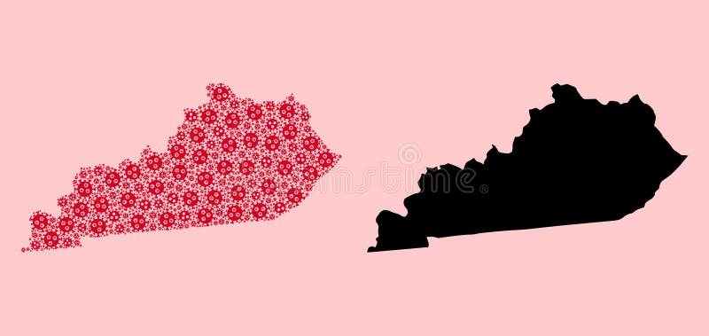 Vector Mosaic Map of Kentucky State of Virus Items and Solid Map Stock ...
