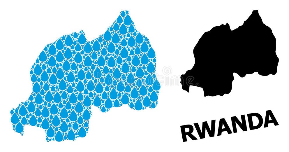 Vector Mosaic Map of Rwanda of Liquid Drops and Solid Map Stock Vector ...
