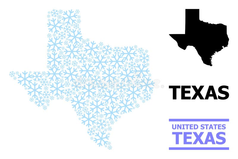Fresh Collage Map of Texas State with Snowflakes Stock Vector ...