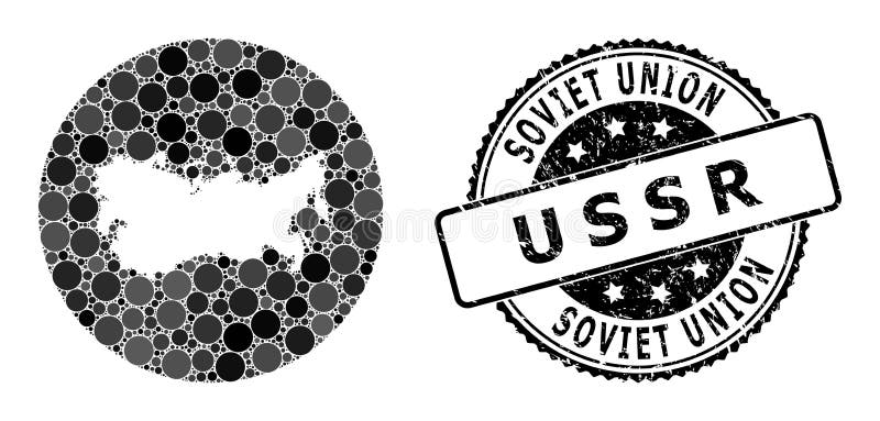 Mosaic Stencil Round Map of USSR and Rubber Seal Stock Vector ...
