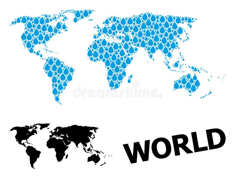 Vector Mosaic Map of World of Liquid Drops and Solid Map Stock Vector ...