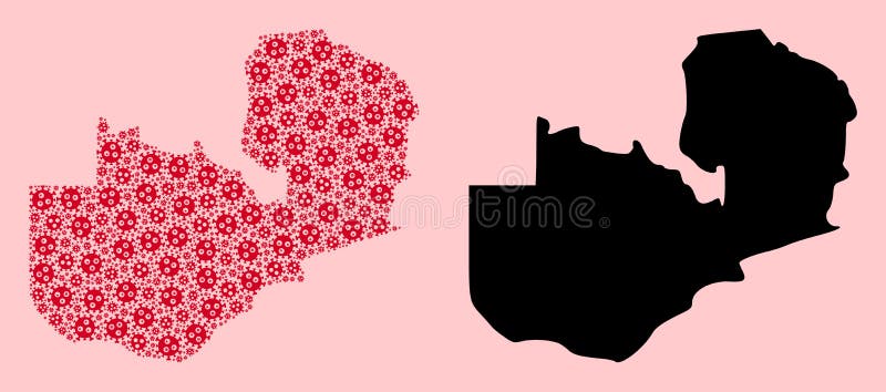 Vector Mosaic Map of Zambia of Viral Particles and Solid Map Stock ...