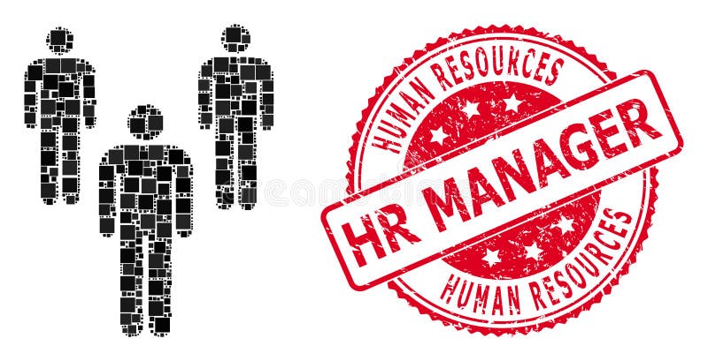 Distress Human Resources Hr Manager Stamp Seal and Square Dot Collage ...