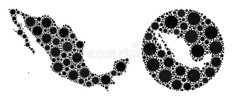 Covid Virus Mosaic Stencil and Black Mexico Map Stock Vector ...