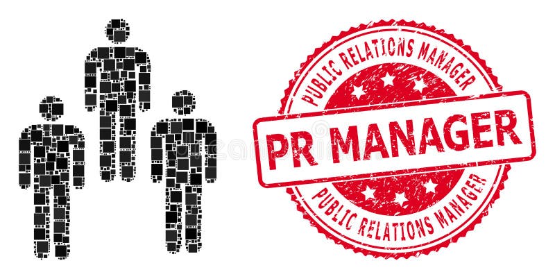 Scratched Public Relations Manager Pr Manager Stamp Seal and Square Dot ...