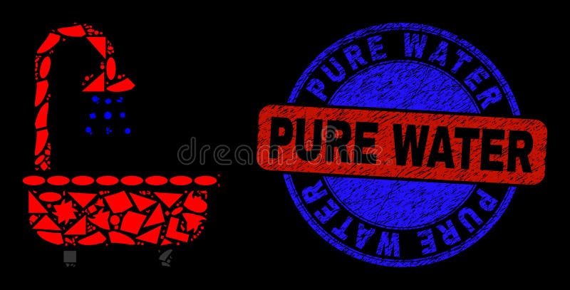 Bicolor Scratched Pure Water Badge and Geometric Mosaic Shower Bath ...