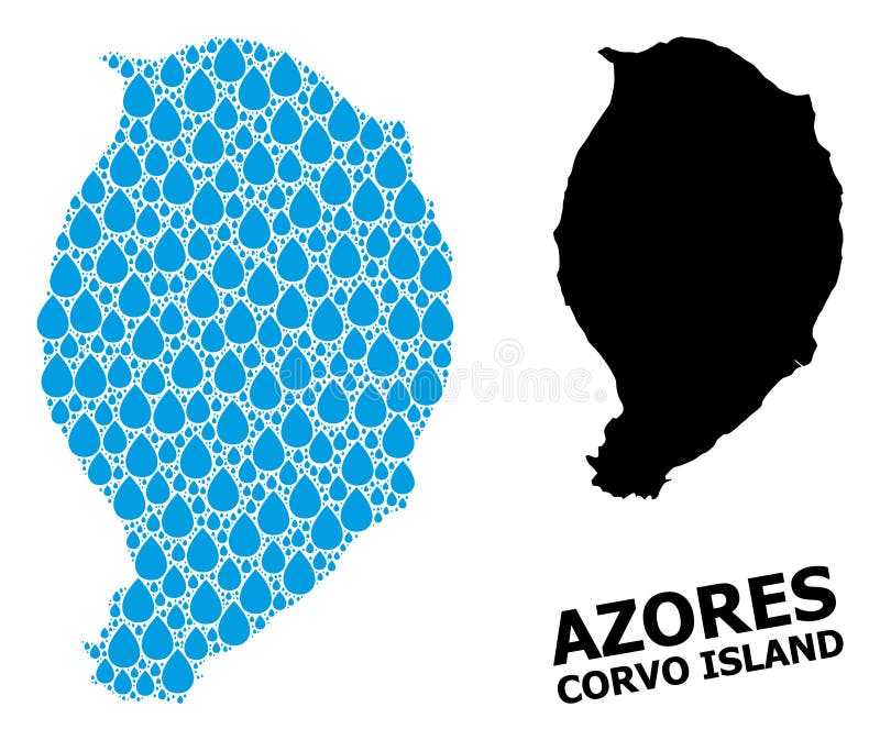 Vector Mosaic Map of Corvo Island of Water Tears and Solid Map Stock ...