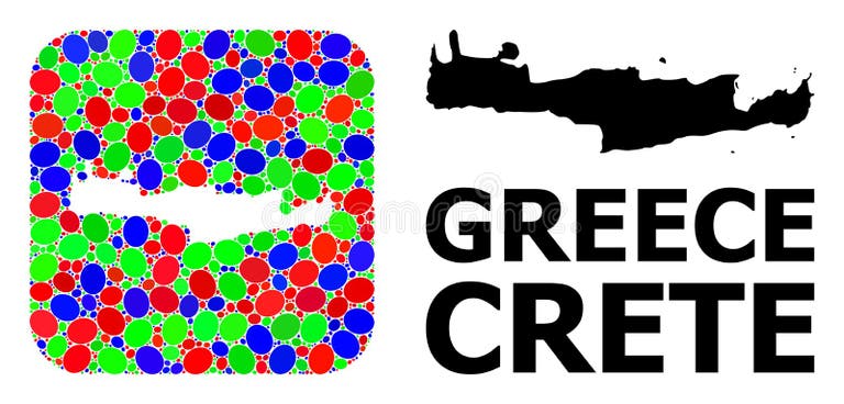 Mosaic Hole and Solid Map of Crete Island Stock Vector - Illustration ...