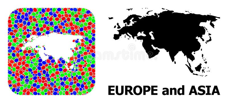 Mosaic Hole and Solid Map of Europe and Asia Stock Vector ...