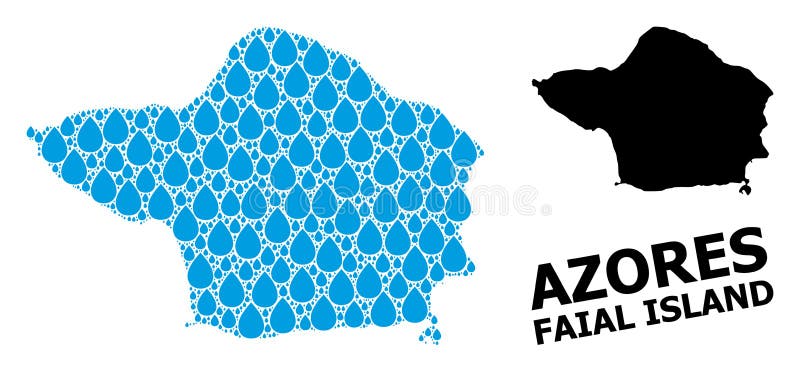 Vector Mosaic Map of Faial Island of Water Dews and Solid Map Stock ...