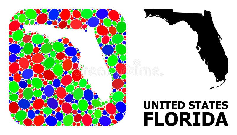 Mosaic Hole and Solid Map of Florida State Stock Vector - Illustration ...