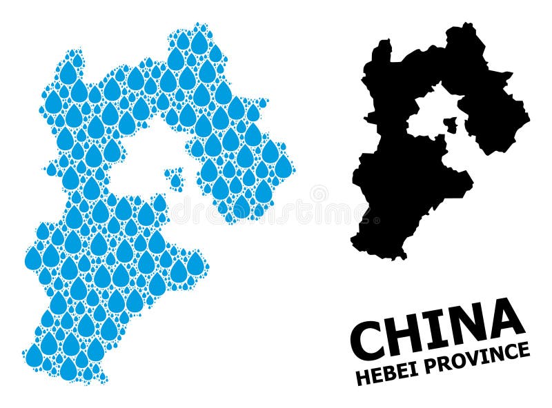 Vector Mosaic Map of Hebei Province of Liquid Drops and Solid Map Stock ...