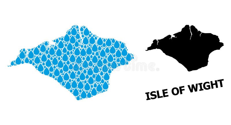 Vector Collage Map of Isle of Wight of Water Drops and Solid Map Stock ...