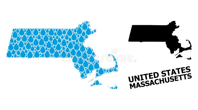 Vector Mosaic Map of Massachusetts State of Water Dews and Solid Map ...