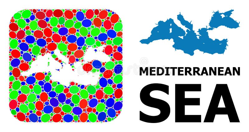 Mosaic Hole and Solid Map of Mediterranean Sea Stock Vector ...