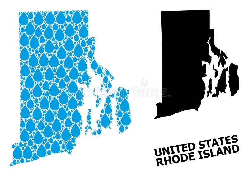 Vector Collage Map of Rhode Island State of Water Tears and Solid Map ...