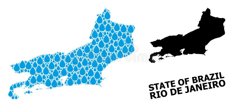 Vector Collage Map of Rio De Janeiro State of Water Tears and Solid Map ...
