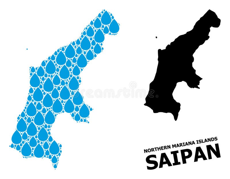 Vector Mosaic Map of Saipan Island of Water Dews and Solid Map Stock ...