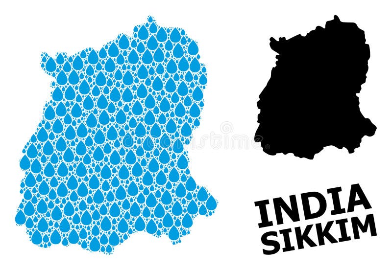 Vector Collage Map of Sikkim State of Liquid Dews and Solid Map Stock ...