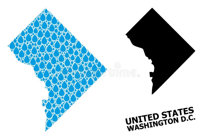 Vector Mosaic Map of Washington DC of Water Tears and Solid Map Stock ...