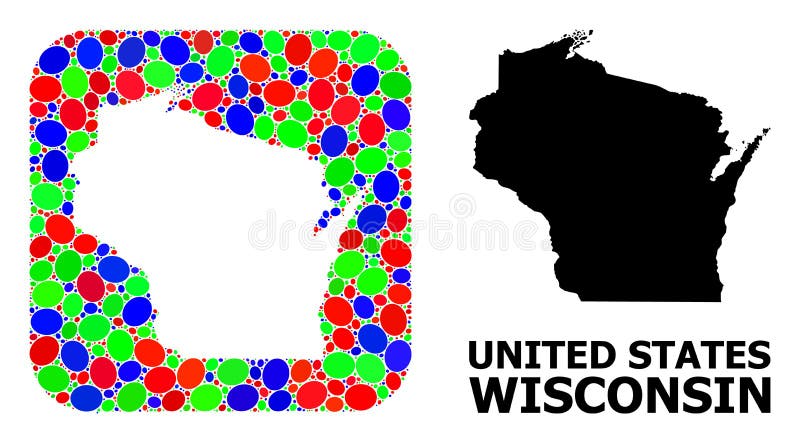 Mosaic Hole and Solid Map of Wisconsin State Stock Vector ...