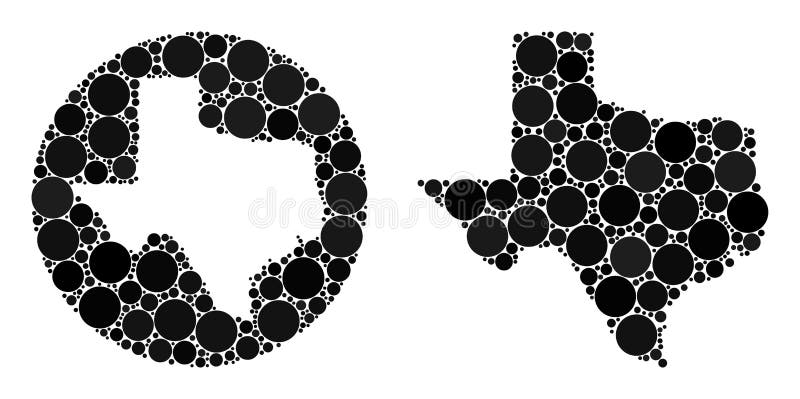 Subtracted and Usual Mosaic Texas State Map of Circles Stock Vector ...
