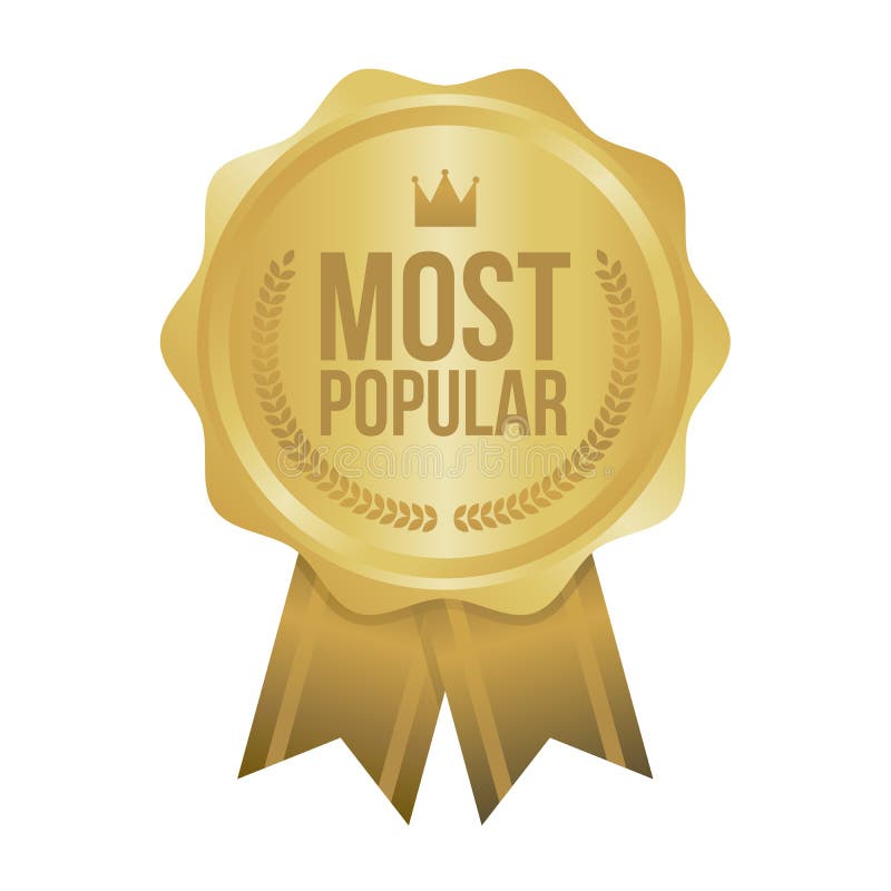 Vector Most Popular Gold Sign, Round Label Stock Illustration ...