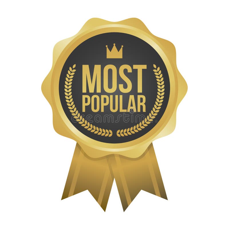 Vector Most Popular Gold Sign, Round Label Stock Illustration ...