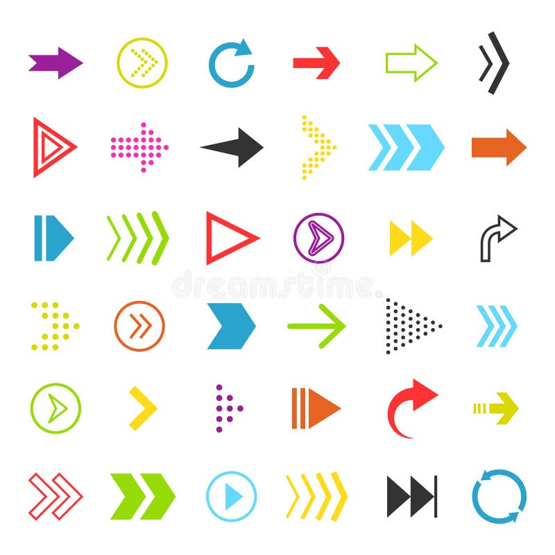 Vector Motion Arrows Icon. Flat Colorful Line Pointer for Direction Ui ...