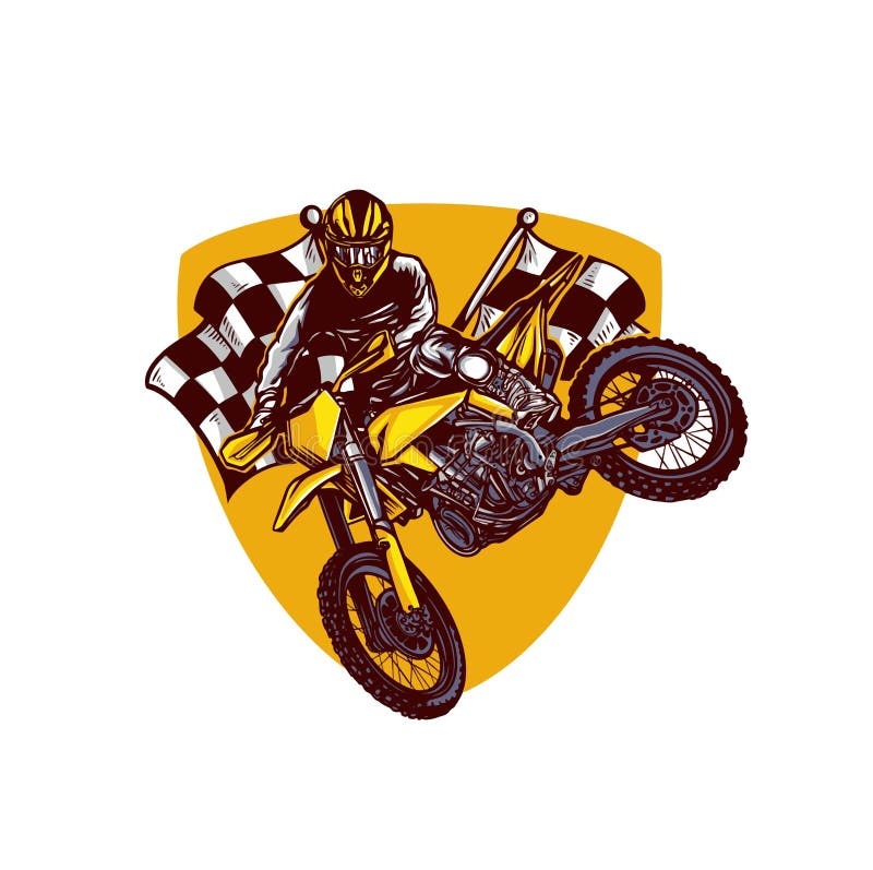 Vector of Motocross Rider in Act Stock Vector - Illustration of biker ...