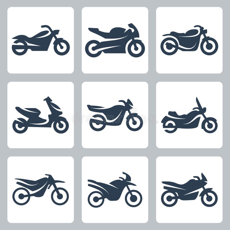 Motorcycle Icons. Vector Illustration. Stock Vector - Illustration of ...