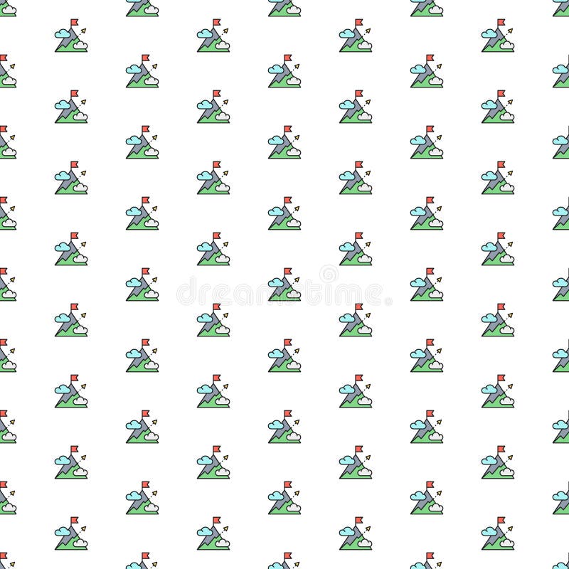 Vector Mountain with Arrow, Target, Goal Pattern with Various Icons ...