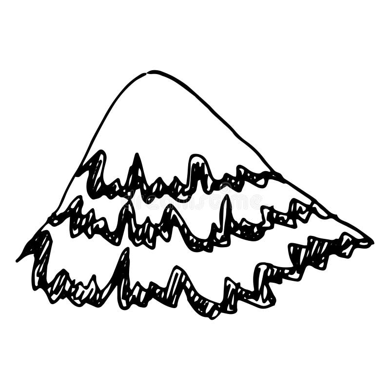 A Mountain with a Pattern of Wavy Lines and Strokes. Hand-drawn Hill in ...