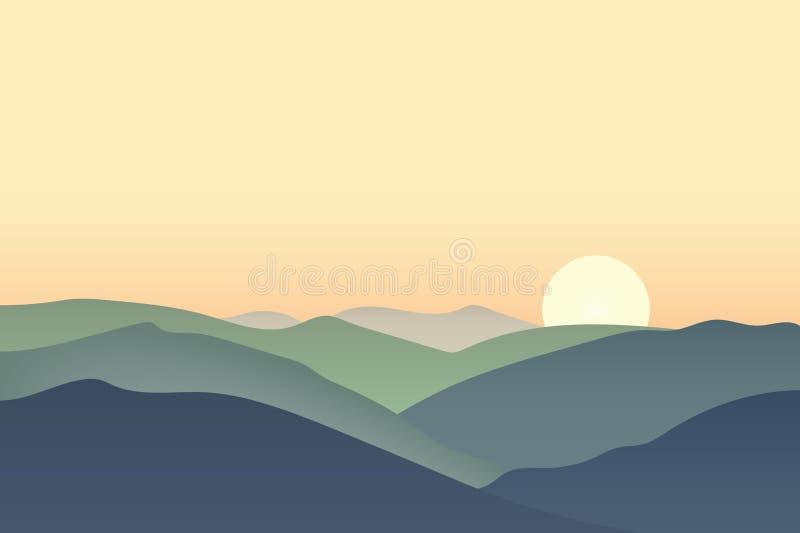 Vector Mountain Sunrise Landscape Stock Illustration - Illustration of ...