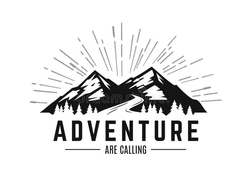 Vector mountain with text. stock vector. Illustration of authentic ...