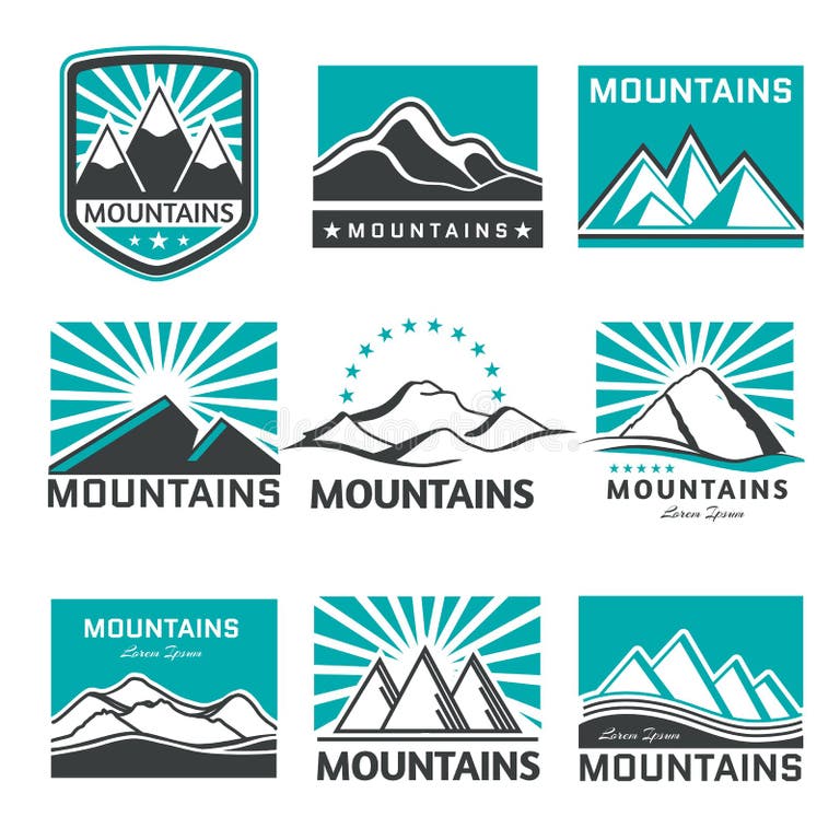 Vector mountains emblems stock vector. Illustration of quality - 60347399
