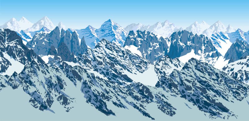 Vector Mountains Karakoram Himalayan Illustration Stock Vector ...