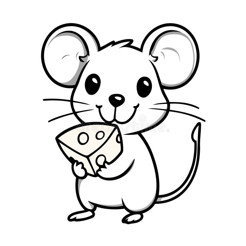 Vector Mouse Holding Cheese Slice. Stock Vector - Illustration of ...