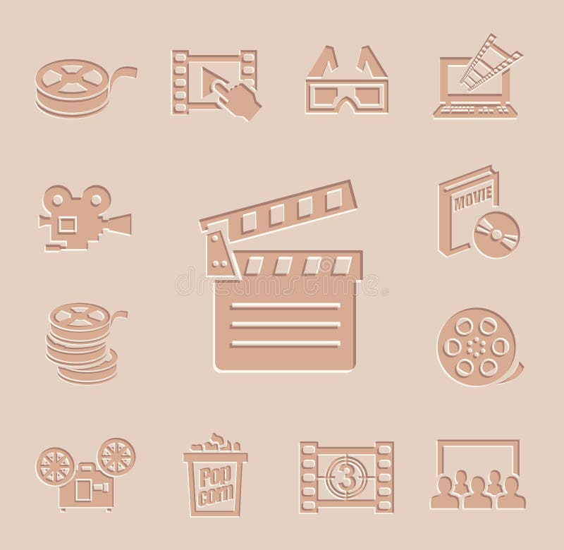 Movie icon set stock vector. Illustration of silhouettes - 24731508