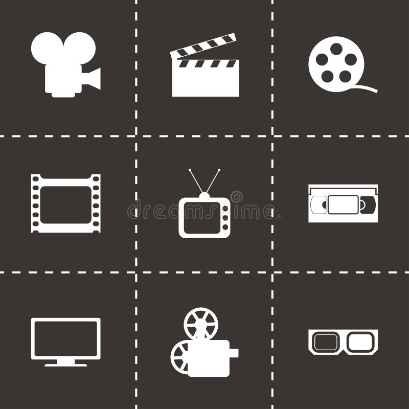 Movie Vector Icon Set on Gray Stock Vector - Illustration of motion ...