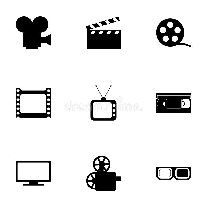 Movie icon set stock vector. Illustration of silhouettes - 31781639