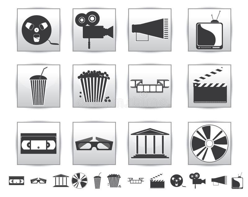 Vector Movie Icons. Film and Square Gray Icons Stock Vector ...