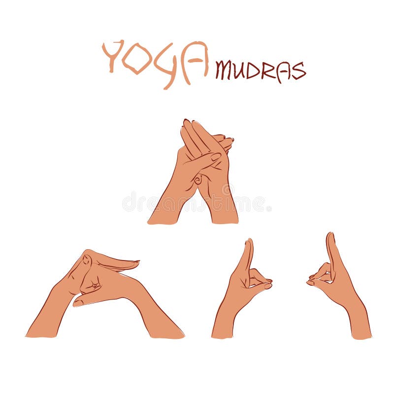 Vector Mudras Hands Color Isolated Line Fingers Stock Vector ...