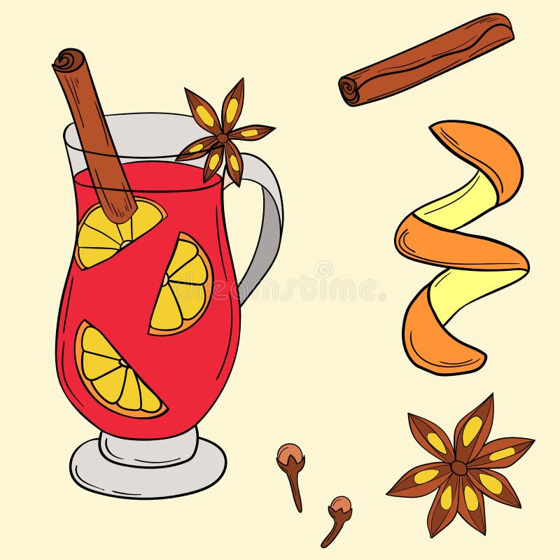 Vector Mulled Wine Illustration Stock Vector - Illustration of alcohol ...