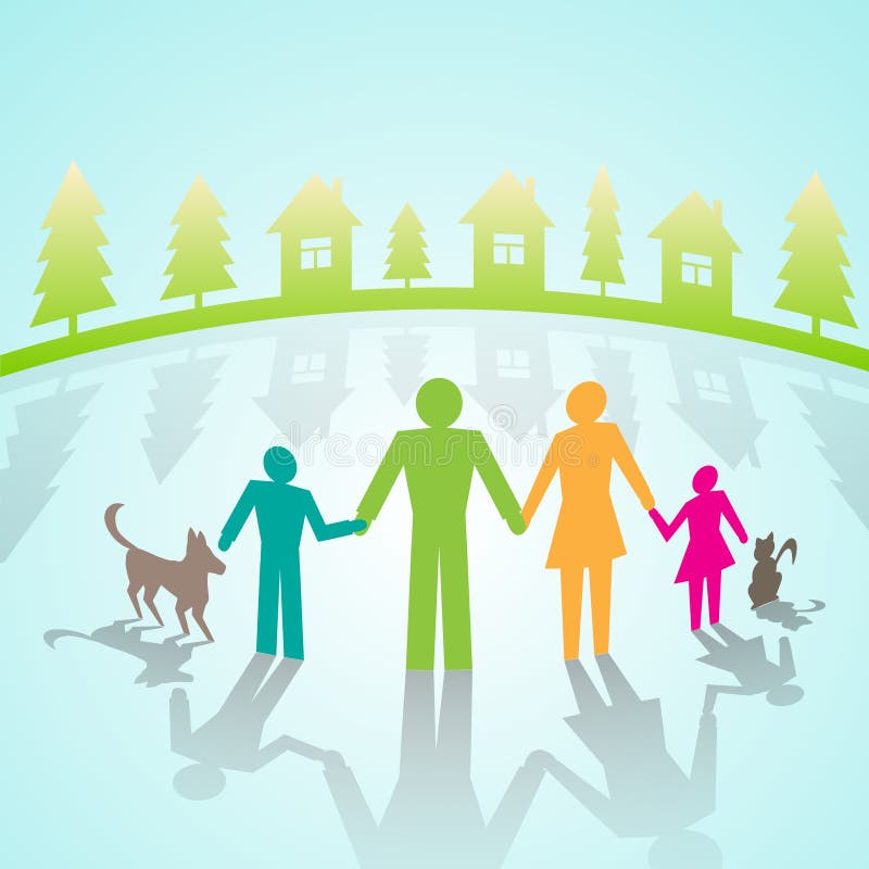 Vector Multi-color Community Pictograms in Village Stock Vector ...