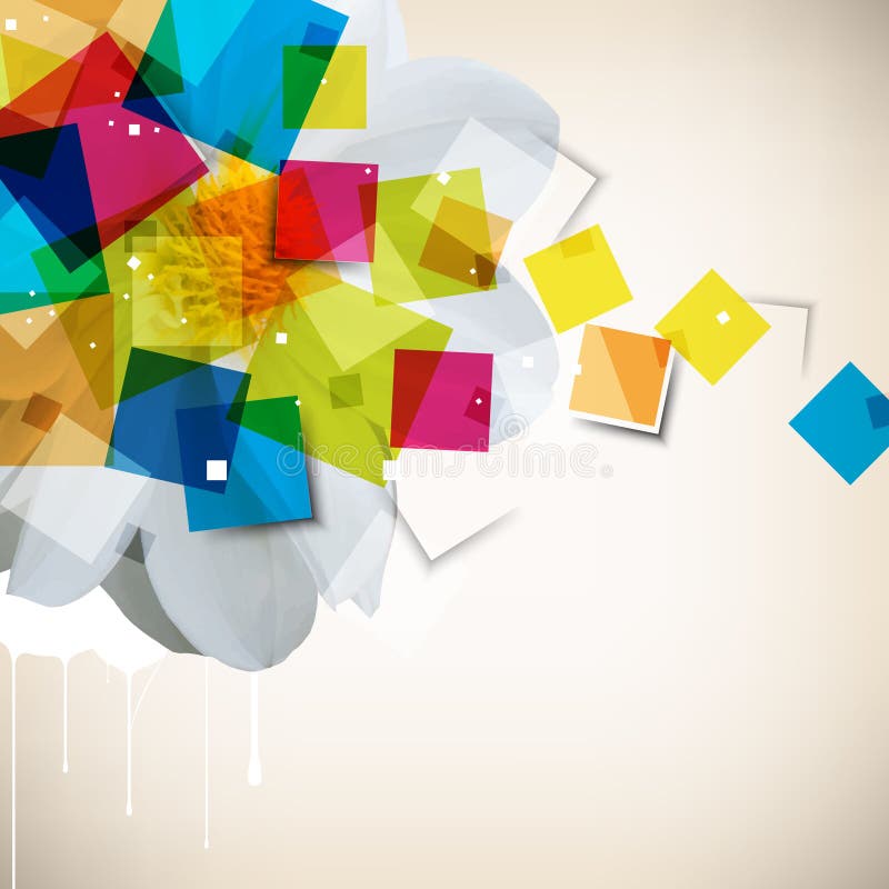 Vector Multicolor Flower and Square Shapes Background Stock Vector ...