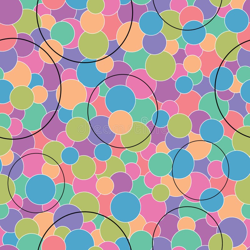 Vector Multicolour Overlapping Circles with Silhouettes Repeating ...