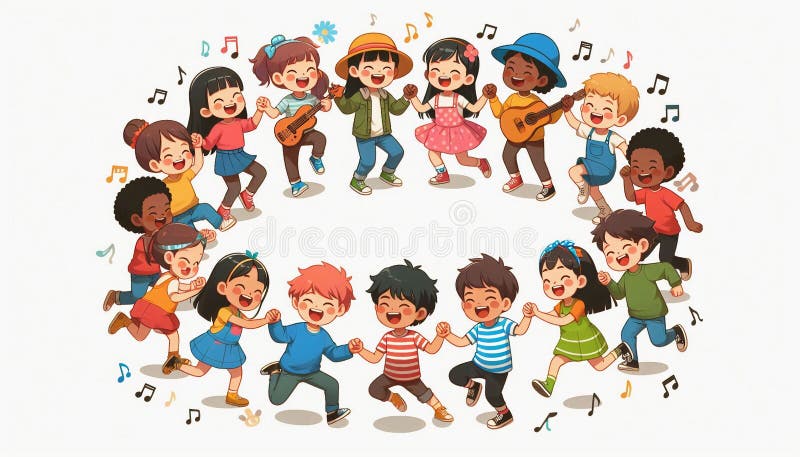 Multicultural Kids Dancing in a Circle, Fun Energetic Movement with ...