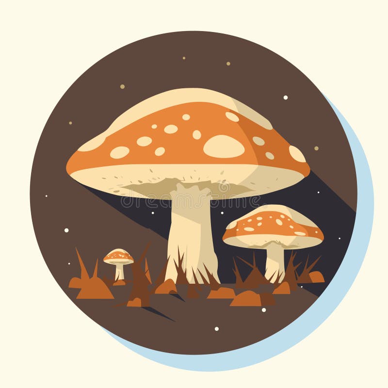 Vector of a Mushroom Icon in a Circular Shape Stock Vector ...