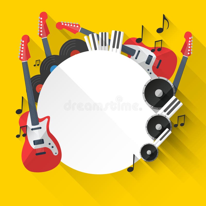 Vector Music Background in Flat Style Design Stock Illustration ...